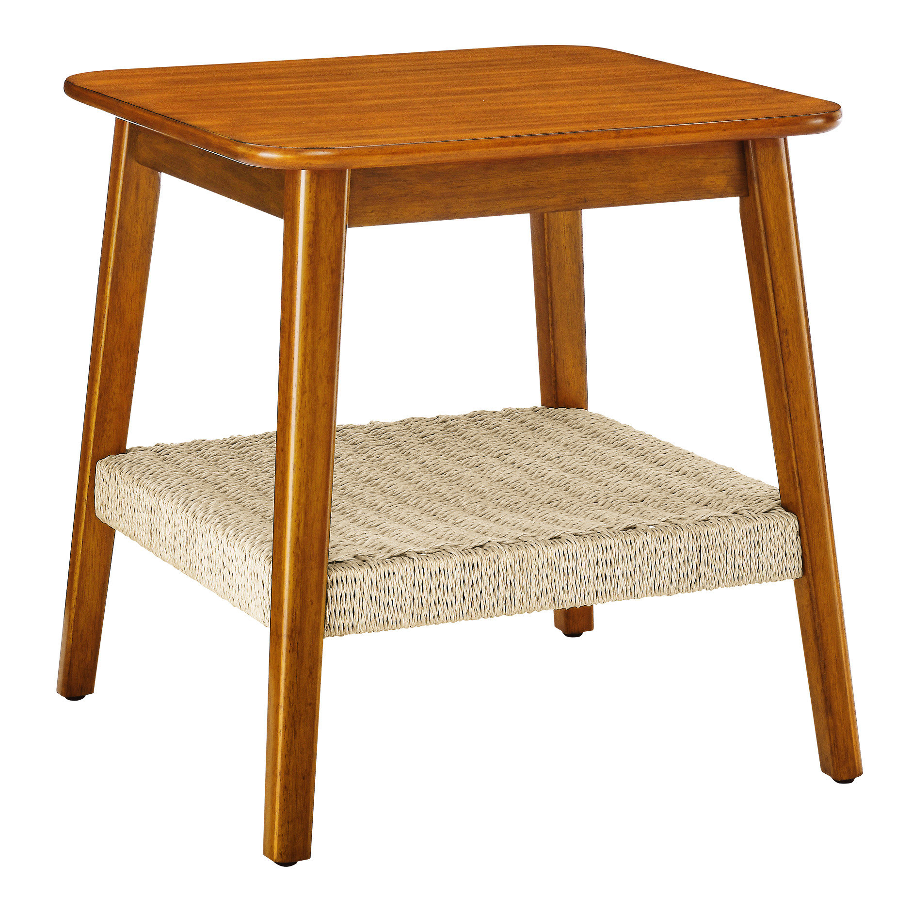 Bay Isle Home™ Mid-century Side Table For Bedroom. 23" With Woven Shelf And Extra Storage ...